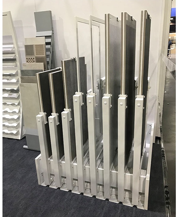 The Sliding Tile Display Stand Can Hold 5-10 Tiles 120x120 Cm